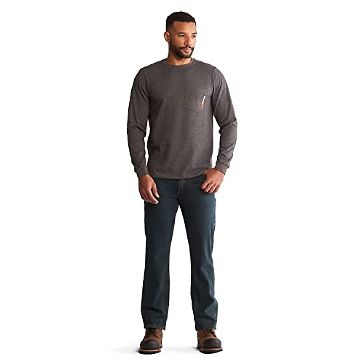 Timberland PRO mens Base Plate Blended Long-sleeve T-shirt Work Utility T Shirt, Dark Charcoal Heather, XX-Large US