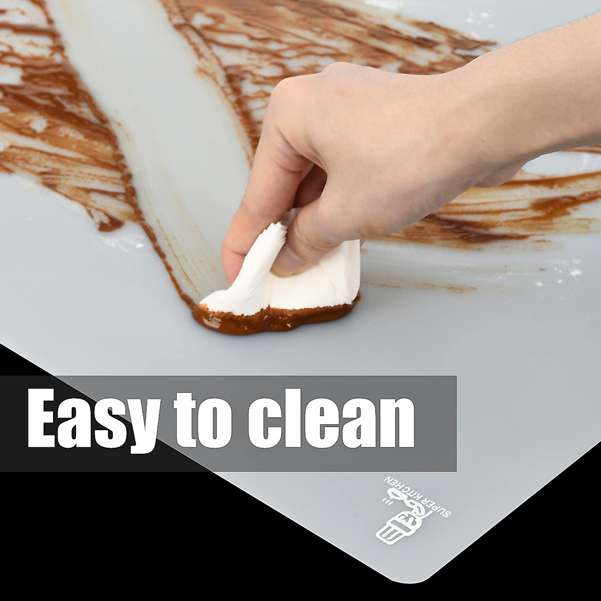 Thick Silicone Counter Mat Large 23.4"by15.6", Heat Resistant Mat for Kitchen Table/Countertop Protector/Non Stick Pastry Baking Mat Placemats, Silicone Mat for Crafts Kids, Super Kitchen Clear