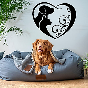 JINGBELUS Dog and Cat Heart Shape Silhouette Wall Decals Removable Vinyl Art Mural Waterproof Wall Stickers for Living Room Bedroom Nursery Cat and Dog House Home Decoration Wallpaper(JB0712003)