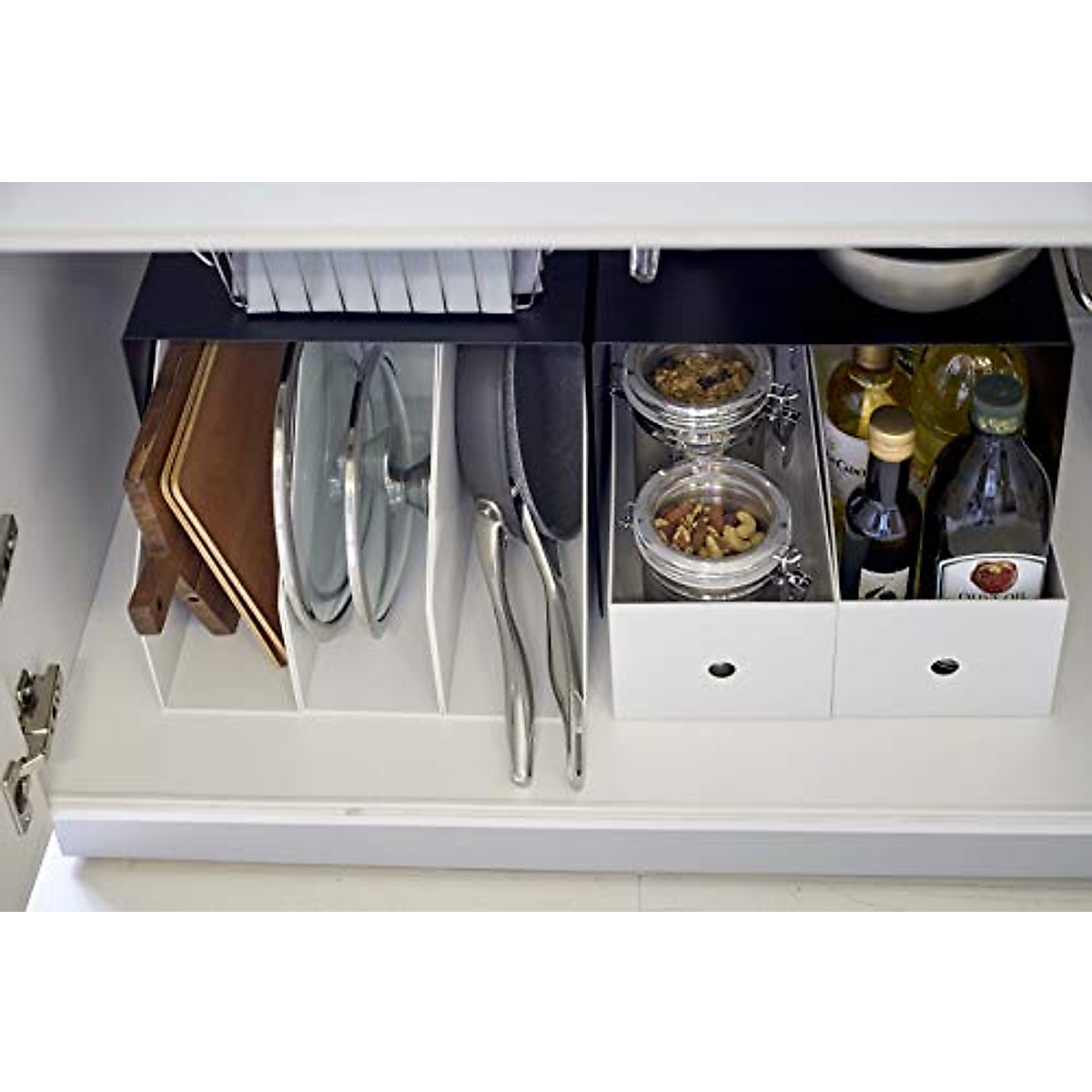 Yamazaki Home Cabinet Storage Organizer | Set of 2 | Kitchen Pantry | Steel | Riser, One Size, Black