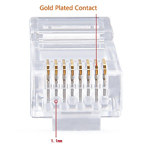 W-NECTOUN Cat6 Pass Through Connector,100-PACK Cat6 RJ45 Ends,UTP Network Plug for Solid Strand Cable