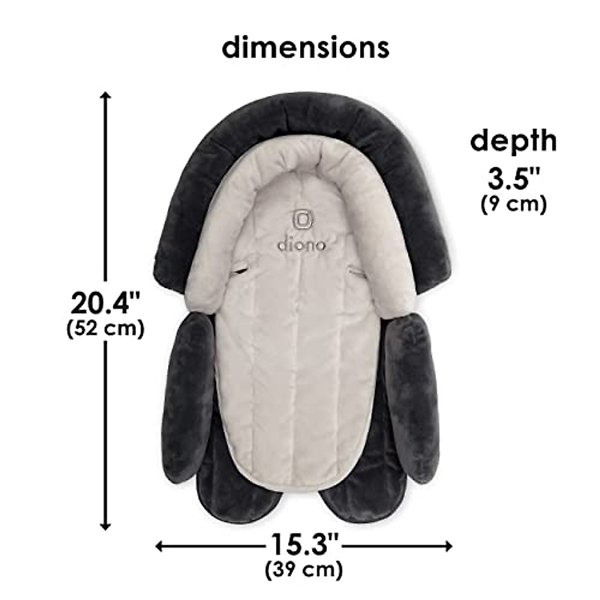 Diono Cuddle Soft 2-in-1 Head Support, Comforting Head and Body Support for Babies, Converts depending on Infants Size, Gray/Artic