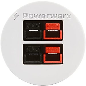 Powerwerx PanelPole2-White, Panel Mount Housing for Two Anderson Powerpole Connectors with a Weather Tight Cover in White