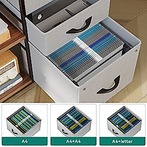 YITAHOME 3 Drawer File Cabinet, Mobile Printer Stand with Open Storage Shelf, Lateral Fabric File Cabinet for Home Office, Rolling File Cabinet Fits A4/Letter Size Light Gray