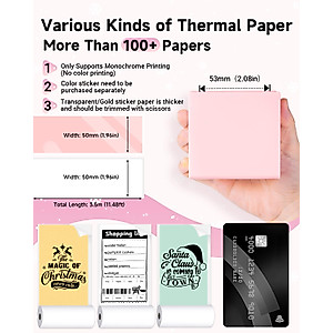 Memoking Inkless Bluetooth Printer Wireless - 2" Thermal Mini Printer Portable Photo Printer - M02 Sticker Printer Machine for Pad&Phone, HD Mini Sticker Maker Machine Printer for Memos,Sticker,Photos