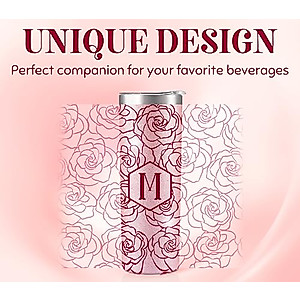 Onebttl Monogrammed Gifts for Women, Personalized Travel Mugs, Unique Coffee Tumbler with Initials for Her on Birthdays Christmas, Rose Gold, D