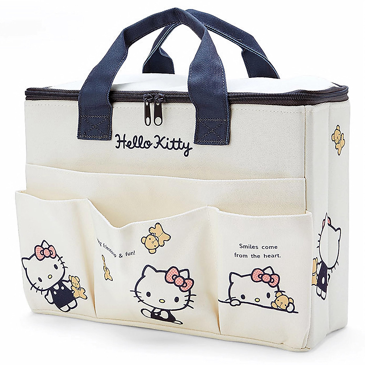 Rpavutz Cute Canvas Tote Bag, 4-Pockets Utility Sturdy Handbag with Top Zipper Closure, Gift for Working Women