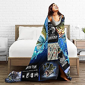 Bass Fishing Throw Blankets Ultra Soft Flannel Blanket Warm Cozy Couch Sofa Bed Decor for All Seasons