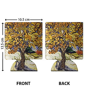 WIRESTER Can Cooler Sleeves for Soda Beer Can Drinks, 6 Pack - Almond Blossom + Cafe Terrace At Night + Irises + The Starry Night Moon + Mulberry + Sunflowers Blue By Van Gogh