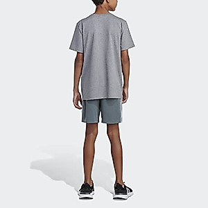 adidas Boys' Big Short Sleeve Cotton Baseball Novelty T-Shirt, Charcoal Grey Heather, Large (14/16)