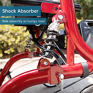 ELENKER Rollator Walker with Seat, 10”Front Wheels, with Shock Absorber & Carrying Pouch, Lightweight Compact Folding Design for Seniors (Red)