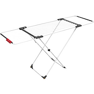 Vileda Extendable Clothes, Foldable Airer with Wheels, Aluminium Resin, White, 5.2 x 60.5 x 131.5 cm