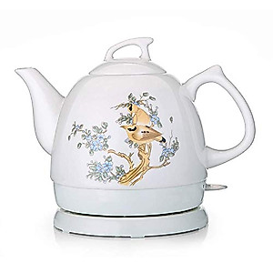 FairUo Kettles, Ceramic Electric Kettle Cordless Water Teapot Teapot-Retro 1L Jug 1000W Water Fast for Tea, Coffee, Soup, Oatmeal-Removable Base Automatic Power off Boil Dry Protection