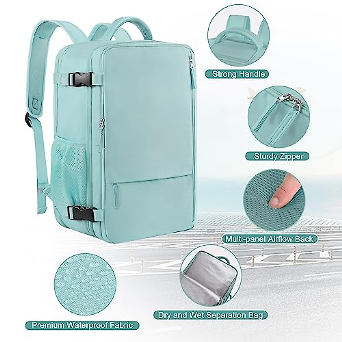 Sinaliy Large Travel Backpack for Women, 40L Carry On Backpack, 17 Inch Laptop Waterproof Backpack, College Bookbag, Backpack for Women, as Person Item Flight Approved