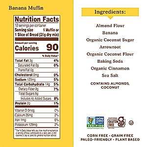 Simple Mills Almond Flour Baking Mix, Banana Muffin & Bread Mix - Gluten Free, Plant Based, Paleo Friendly, 9 Ounce (Pack of 1)