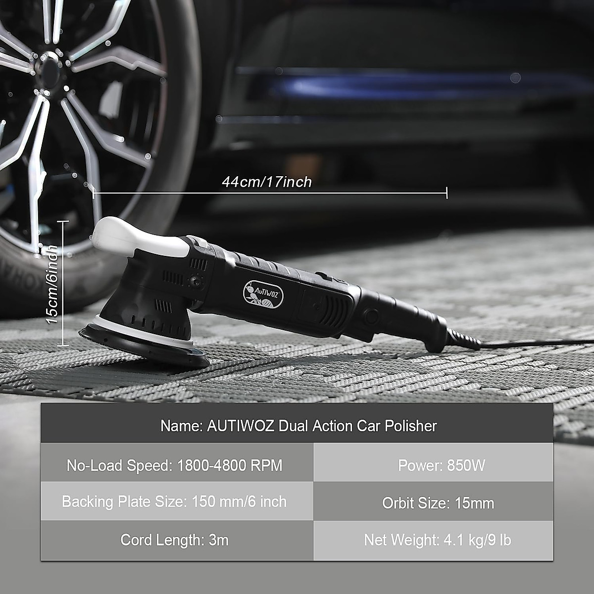 AUTIWOZ Car Buffer Polisher, 6-Inch Dual Action Polisher for Car Detailing, Random Orbital Car Polisher with 6 Variable Speeds, DA Polishers Kit for Car Detailing/Polishing/Waxing