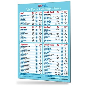 Celsius Metric Version Air Fryer Cooking Times All-in-One Magnet Accurate Guide Big Text Easy to Read Oilproof Air Fryer Accessories Handy Quick Cheat Sheet Chart 8”x11” Kitchen Gift Recipe Cookbook