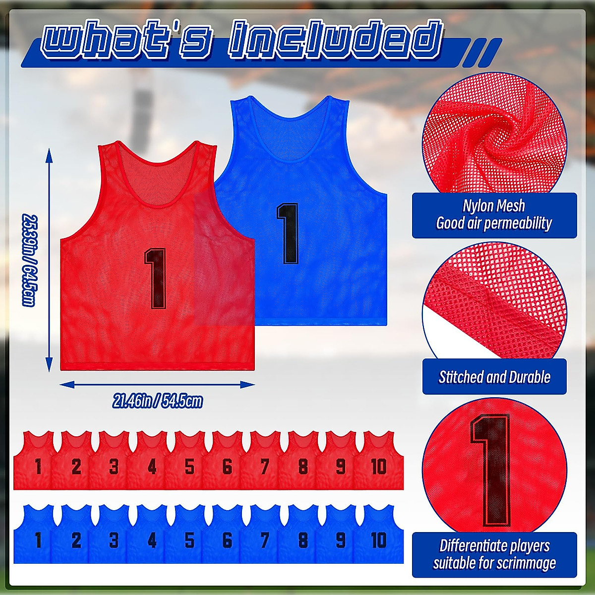 Meooeck 20 Player Flag Football Set Training Equipment Include Flag Football Jersey, Football, Belt, Flag, Cone