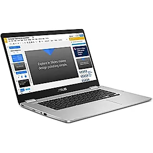 ASUS Chromebook C523NA , 15.6" FHD NanoEdge-Display with 180 Degree-Hinge, Intel Celeron N3350-Processor 1.1GHz, 4GB LPDDR4-RAM, 64GB Storage, Chrome OS, Silver (Renewed)
