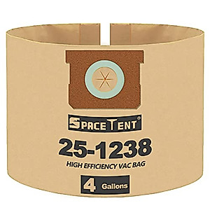 SpaceTent 5 Pack Vacuum Filter Bags Compatible with Stanley and PorterCable 4 Gallon Wet Dry Vacuum, Part # 25-1238