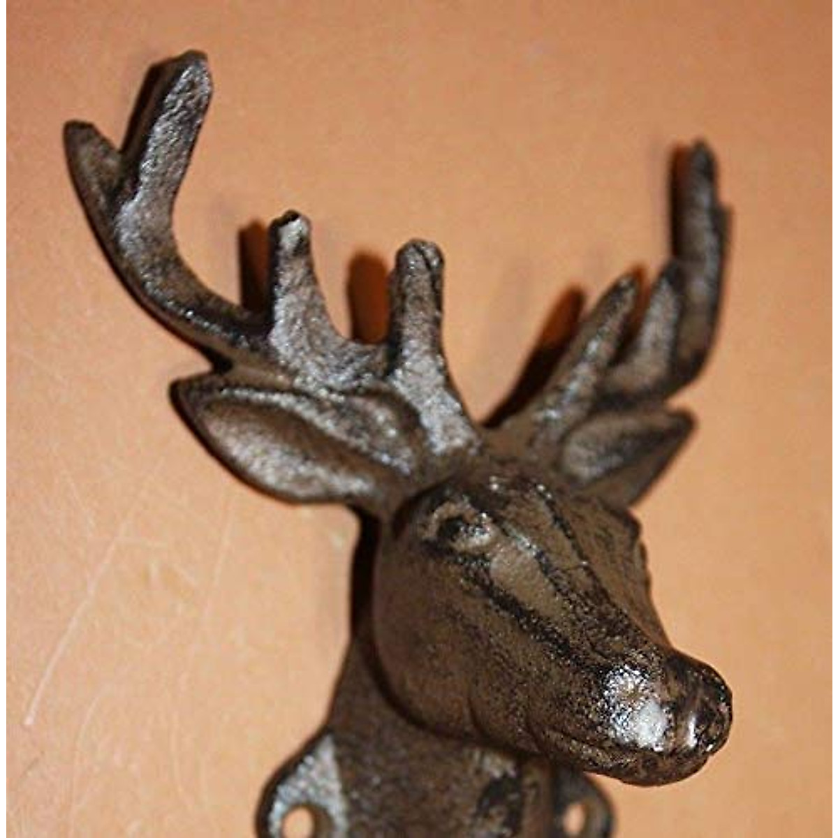 Southern Metal Wall Mounted Deer Head Antler Coat Hat Rack Wall Hooks, Solid Cast Iron Bundle of 5