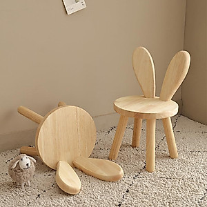 Wooden Step Stool Children Toddler Chair Kids Desk Chair with Non-Slip Foot Mat Wood Wax Oil Craft Sensory Table for Kids Playroom Classroom Boys Girls Age 2+ Size：10" L X 10" W X 18" H