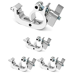 QWORK Stage Light Clamp Hook, Pack of 4, 330 lb. Aluminum Stage Lighting Fixture, C-Clamp, Fits 1.89-2.0 in. Trusses, Quick Release Truss Clamp for DJ Lighting Projector Palms