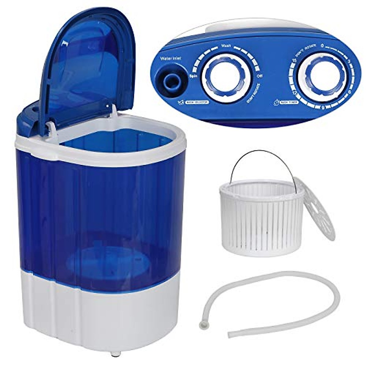 ZenStyle Mini Portable Single Tub Washing Machine - Compact 2-IN-1 Design 5.7lbs Capacity Semi-Automatic Washer with Timer Control Spin Cycle Basket, Translucent Tub