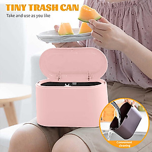 Mini Trash Can with Lid, Desktop Small Trash Can, Removable Small Garbage Can, Pop Up Countertop Wastebasket for Bathroom,Office,Kitchen,Desk,Car, Free 5 roll Bags