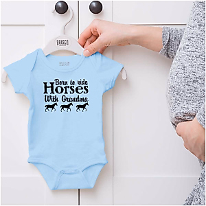Born To Ride Horses With Grandma Baby Romper Boys or Girls