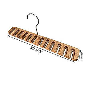 Hlimior Belt Hanger for Closet,2 in 1 Wooden Wall Mount 14 Belts Organizer Through-The-Wall Nails,Belt Rack 360°Swivel Hook,Tie and Belt Organizer Display for Closet,Door,Wall,1 Pack