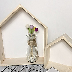 Leisuretime Wall Floating Shelf, House Shape Wall Storage Shelf Wooden Display Hanging Shelving Children's Room Decoration (White)