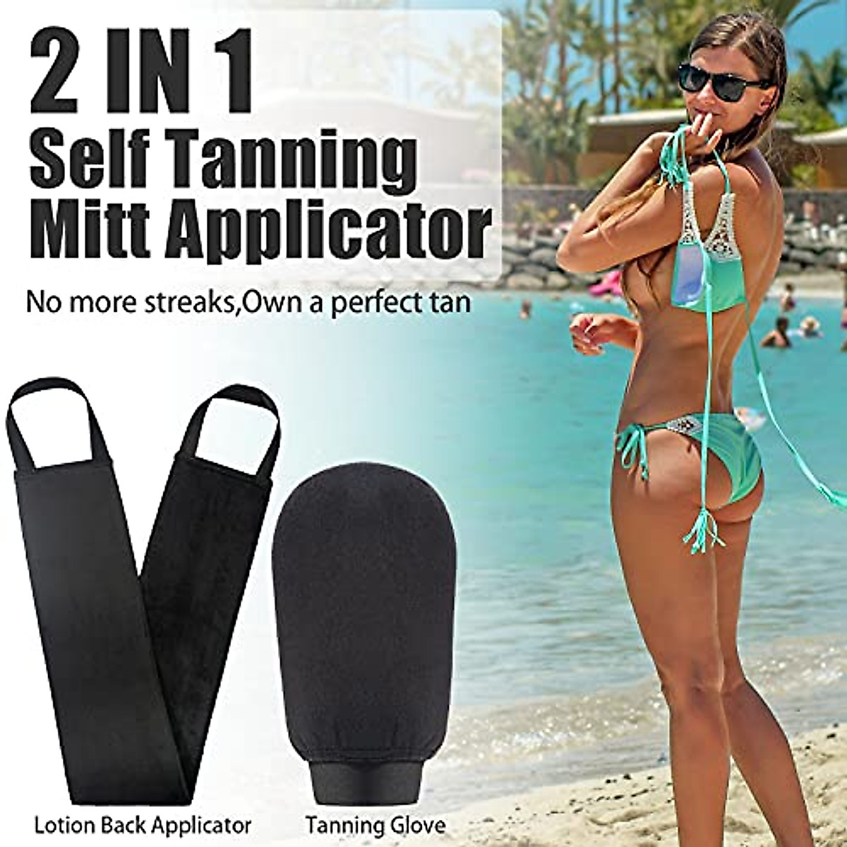 stusgo Self Tanning Mitt Applicator, Tanning Glove with Elastic Wrist, Sunless Tanning Back Applicator for Your Back, Soft, Streak-Free, for Self Sunless Tanning Fake Bake Tan, Lotion, Mousse