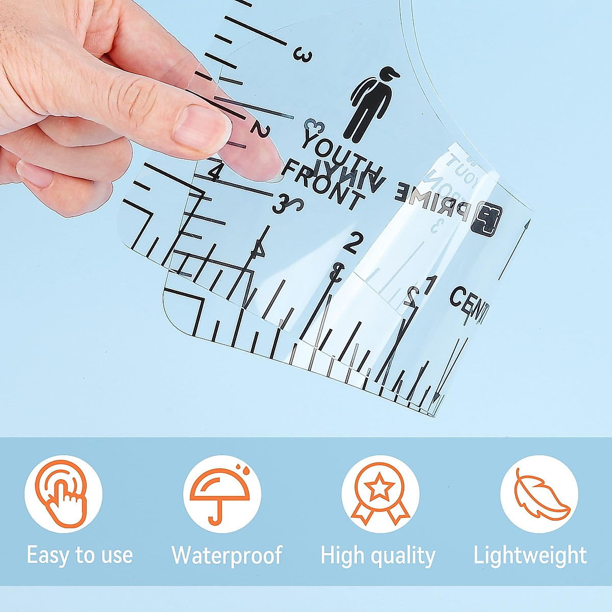 17Pcs Tshirt Ruler Guide for Vinyl Alignment, Prime Vinyl Tshirt Ruler for Cricut Heat Press HTV Vinyl Center Designs, Craft Sewing Supplies and Accessories