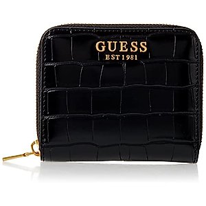 GUESS womens Laurel Small Zip Around Wallet, Black, one size US