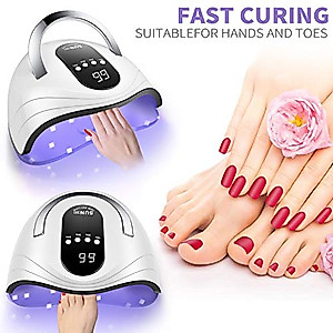 Sunrich UV Gel Nail Lamp 120W LED Nail Light Fast Nail Dryer for Gel Polish Curing with 4 Timers Portable Handle Large Space Automatic Sensor (White)