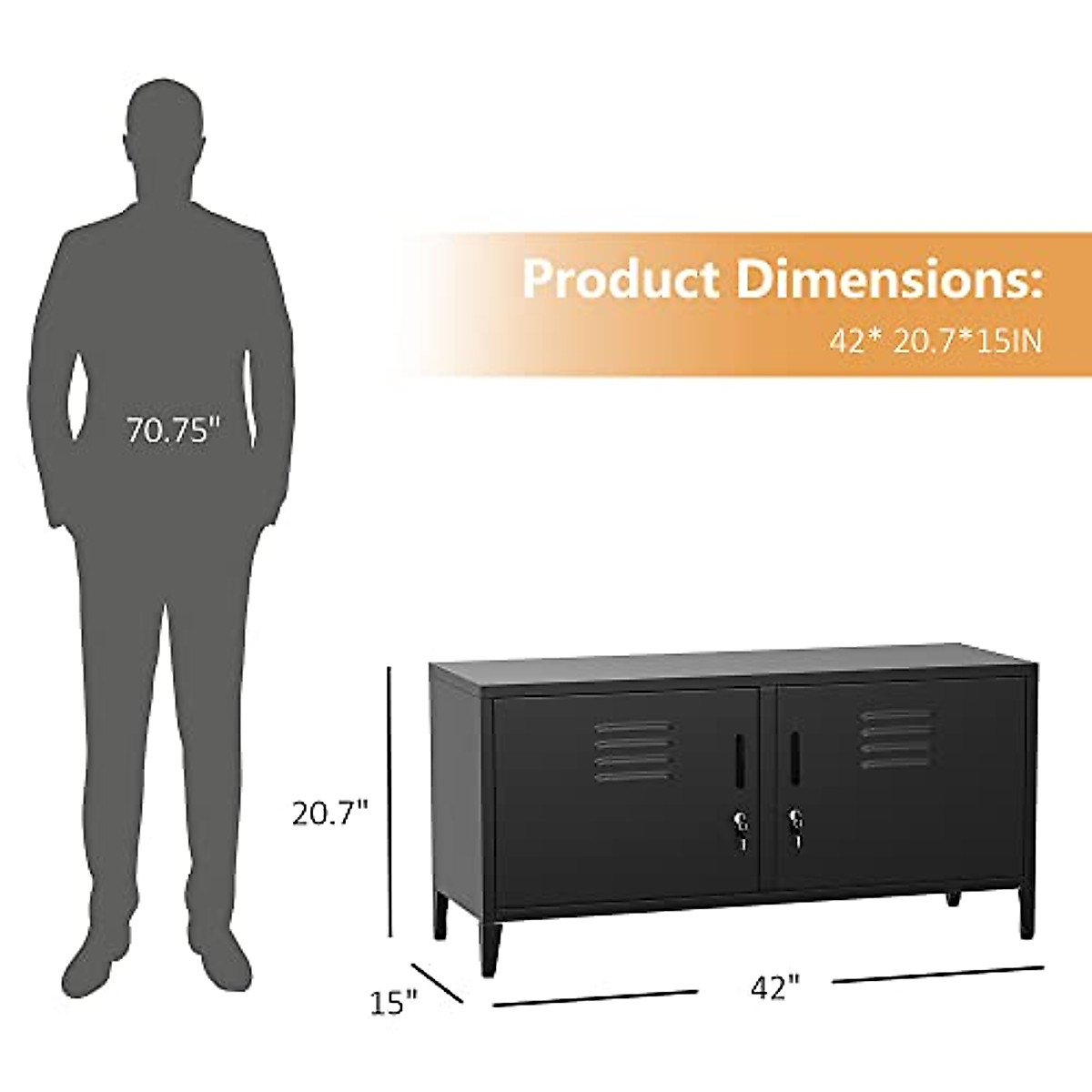 JAHRSTIM Metal Garage Storage Cabinet, Adjustable Shelves & Locking Doors - Garage Cabinets for TV Clothes Shoes Tool Storage and Ammo Locker - Black