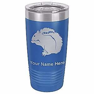 LaserGram 20oz Vacuum Insulated Tumbler Mug, Squirrel, Personalized Engraving Included (Dark Blue)