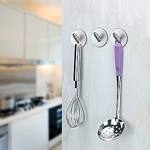 Vpang 4 Pcs Stainless Steel Adhesive Hooks Heavy Duty Wall Hooks Sticky Hanger for Kitchen Bathroom Office Garage (Type 5)