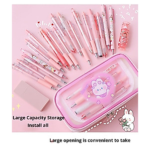 Cute Pencil Case Multilayer Large Capacity Pen Bag Rabbit Kawaii Pen Case Pencil Pouch Gift (Pink)