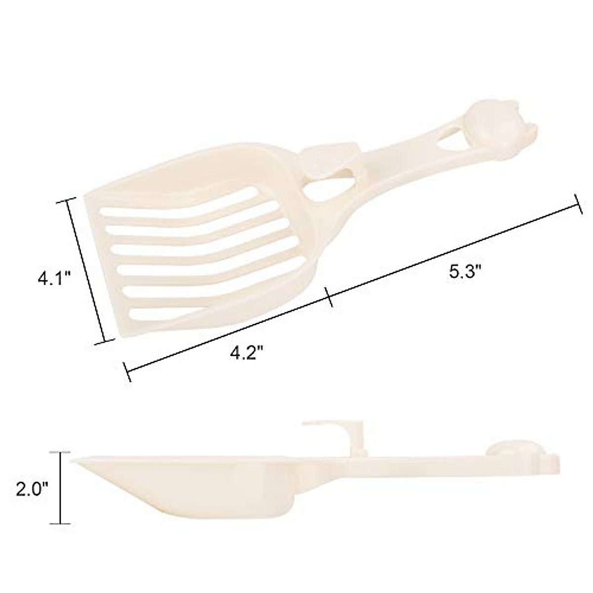 Depets Cat Litter Scoop, Litter Scoop with Wide Slats, Kitty Litter Scooper for Pine Pellets, Durable Plastic Litter Sifter Scoop - Designed for Easy Sifting, Milky White
