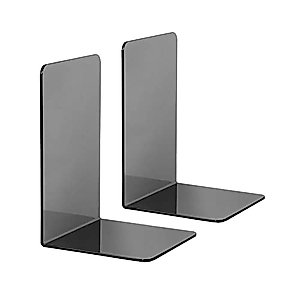SZYAWsd File Sorters 2Pcs Book Ends Fall-Resistant Clear Acrylic Bookends Desktop Storage Partition L-Shaped Transparent Book Ends (Color : Black)