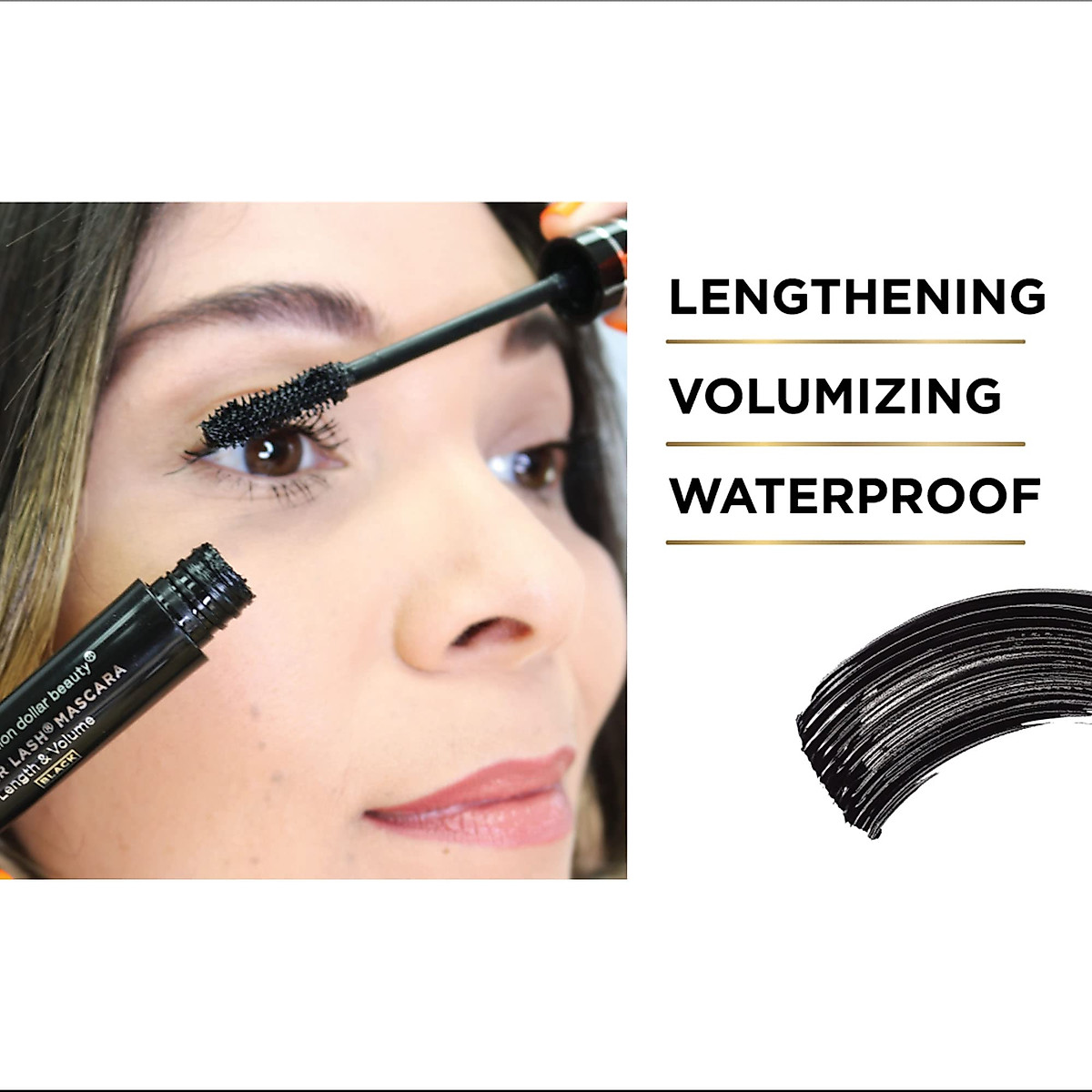Billion Dollar Brows Forever Lash Mascara, Length & Volume in Seconds, Waterproof Formula, Unique Silicone Wand, Professional Quality, Cruelty Free
