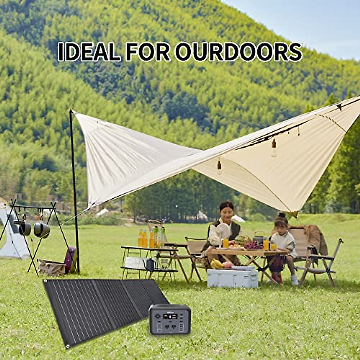 100W Portable Solar Panels with Kickstand, Foldable Solar Panel Charger for Jackery/Anker/FlashFish/Bluetti/Goal Zero/Rockpals Power Station, DC 18V Output, USB 3.0 Port for Camping Van RV Trip