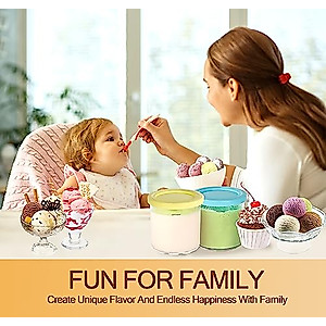 4 Pack Ice Cream Containers Compatible with Ninja Creami NC299AMZ NC300 & NC301 Series Ice Cream Maker, Replacement Pints Containers and Lids, BPA-Free & Dishwasher Safe, Grey/Blue/Pink/Yellow