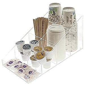 OnDisplay Java Joe Acrylic Breakroom.Kitchen Coffee Station Organizer for Cups/Lids/Sugar/Tea/Stirrers
