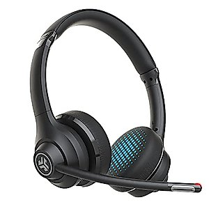 JLab Go Work Wireless Headsets with Microphone - 45+ Playtime PC Bluetooth Headset and Multipoint Connect to Laptop Computer and Mobile - Wired or Wireless Headphones with Microphone