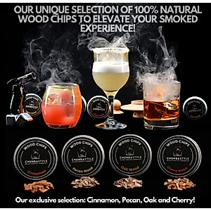 Chunba Style Cocktail Smoker Kit with Torch, 4 Wood Chips Flavors, 11pcs Deluxe Set for Whiskey, Bourbon Old Fashioned Drink Smoker Lovers. Unique Gift for Men, Father, Husband and Friends (No Butane)