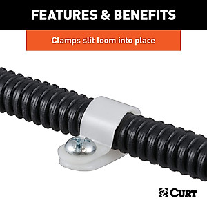 CURT 59828 3/8-Inch Convoluted Slit Loom Wire Protection Tube Clamps, 25-Pack