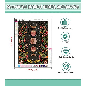 Diamond Painting Kits for Adults and Kids,The Moon and Flowers Under The Stars 5D DIY Diamond Painting 12x16Inch